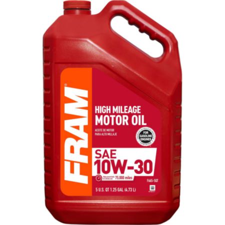 Fram 10W30 Conventional High Mileage Motor Oil, 5 quart bottle - F665 ...